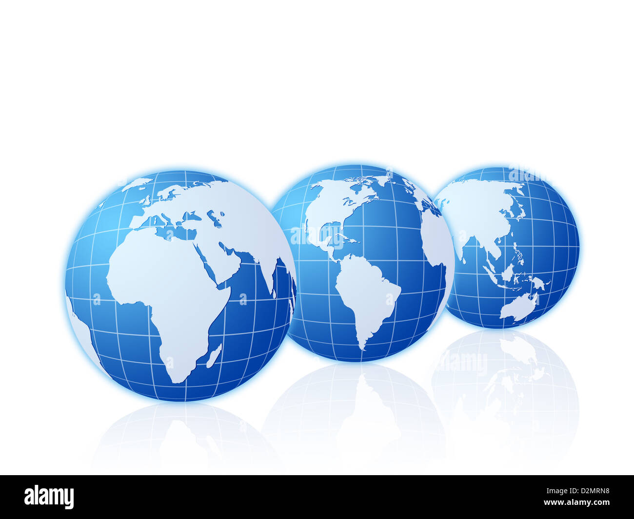Three world globes isolated on a white background Stock Photo - Alamy