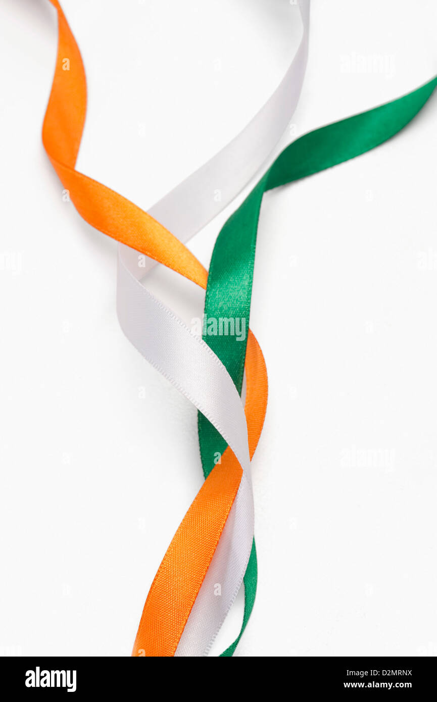 Ribbons representing Indian flag colors Stock Photo - Alamy