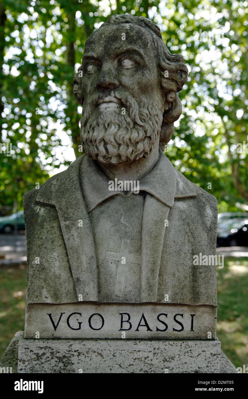 Rome. Italy. View of the bust of Ugo Bassi along Via Garibaldi on ...