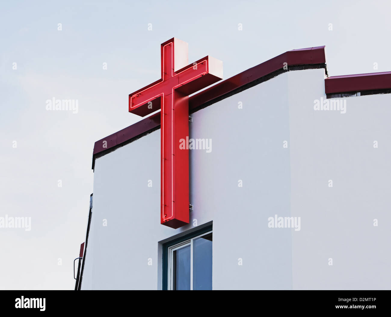 Neon Cross on Church Stock Photo - Alamy