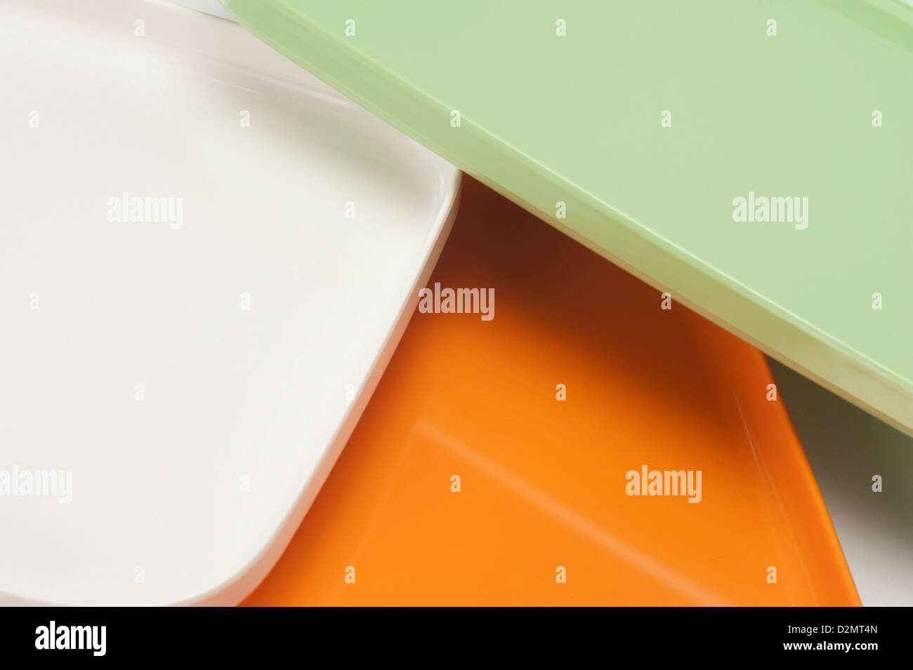 Close-up of colorful trays Stock Photo - Alamy