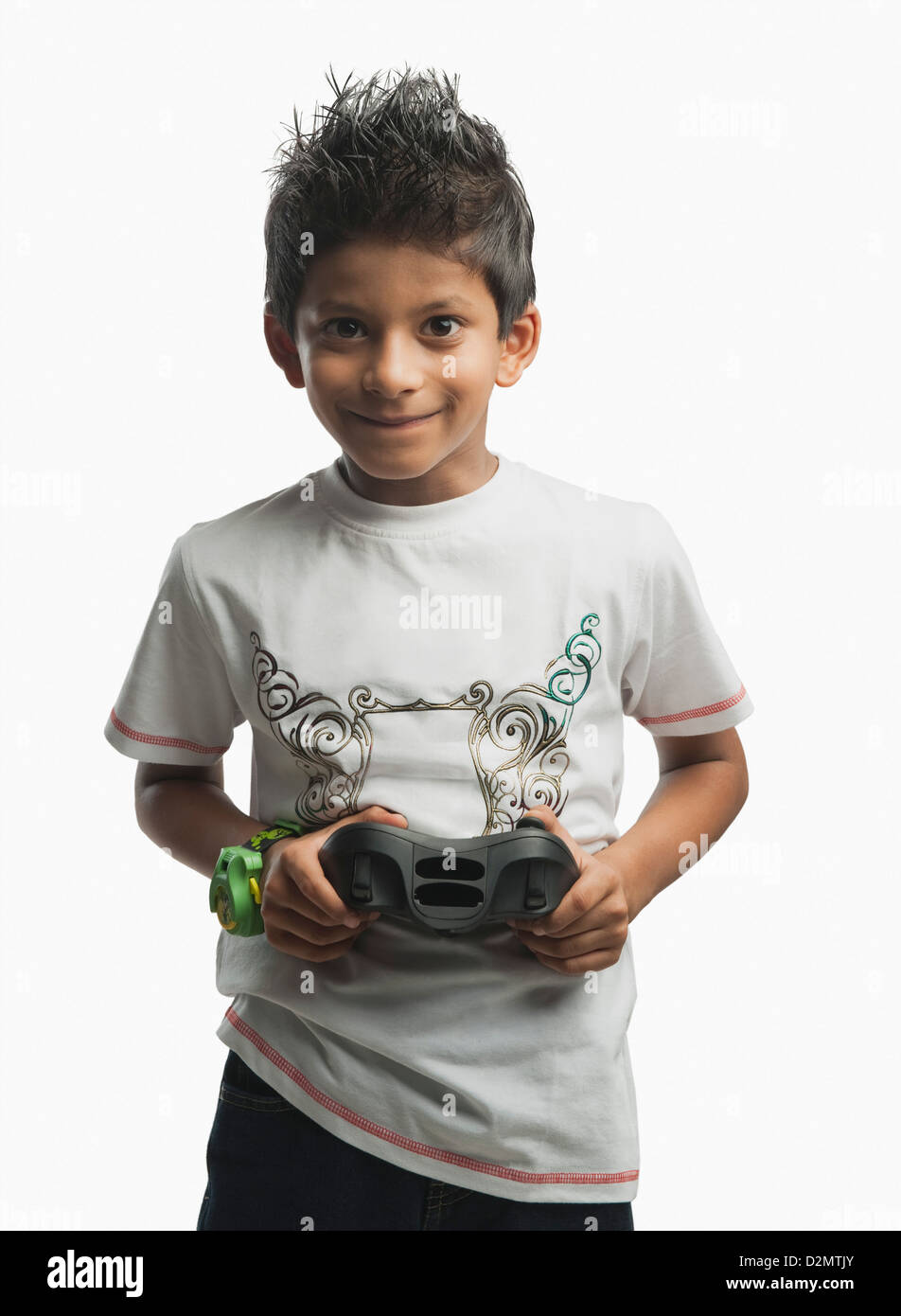 Portrait of a boy playing a video game Stock Photo - Alamy