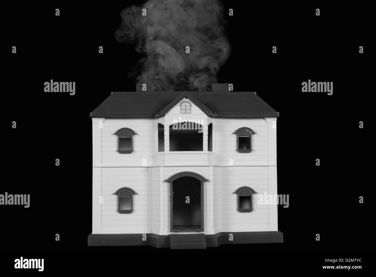 Smoke coming out from a model home Stock Photo - Alamy