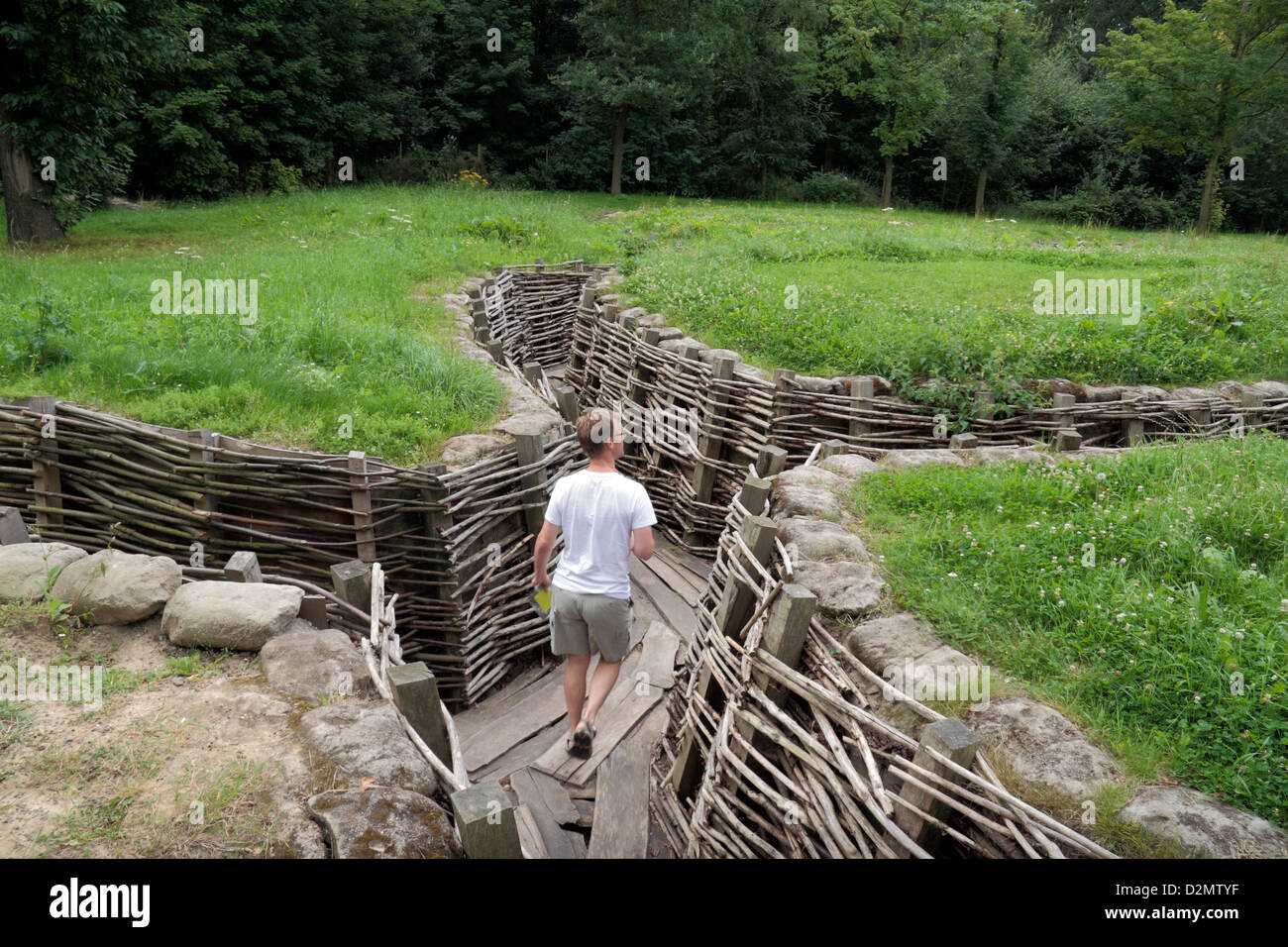 A re-constructed German World War One trench in an area called ...