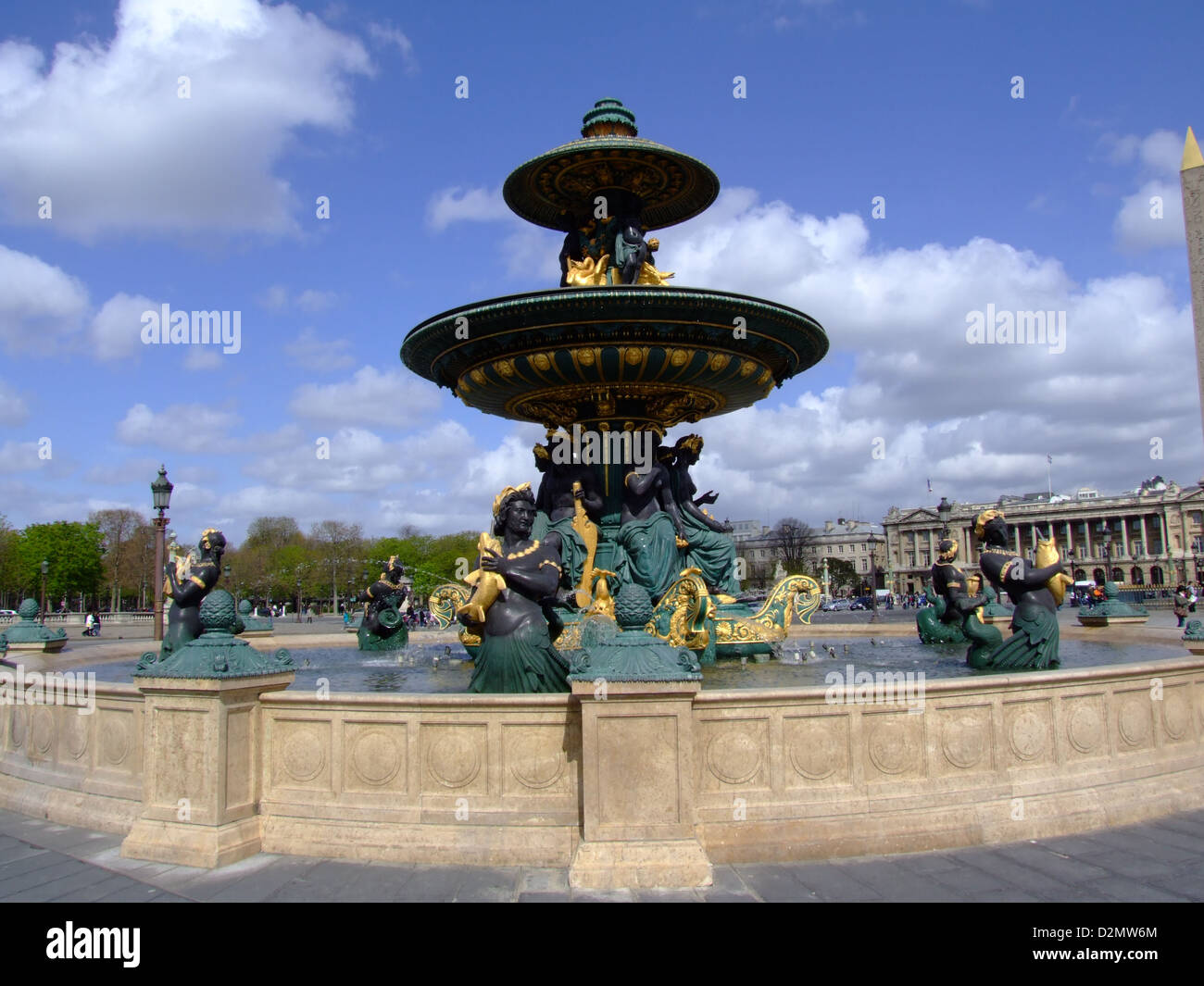 The fountain at Place de la Concorde in Paris, France, is a historic ...