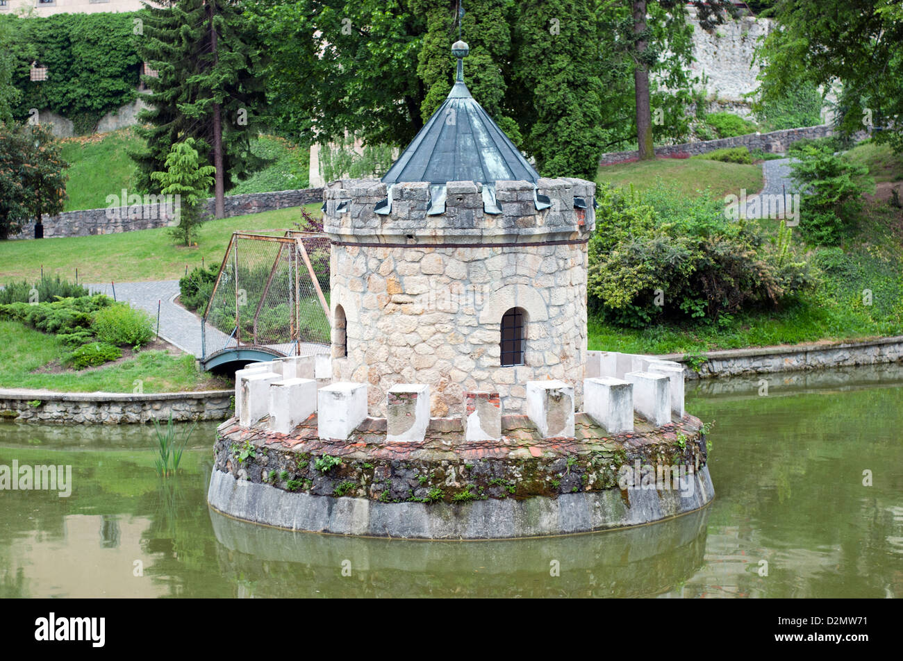 Turret in the lake. Bojnice castle, Slovakia Stock Photo - Alamy