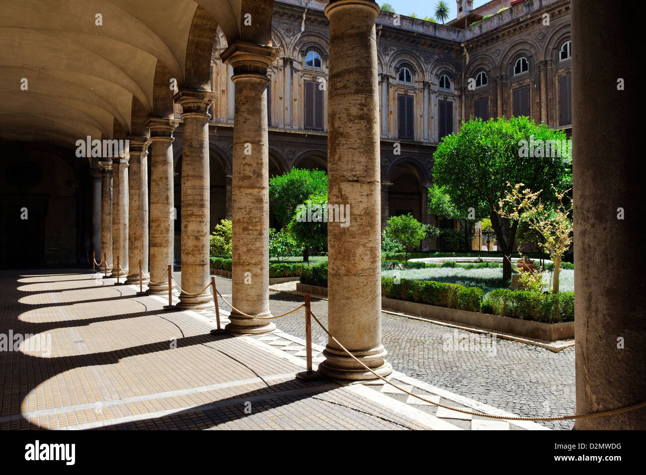 Rome. Italy. Internal courtyard with renaissance arches and portico of ...