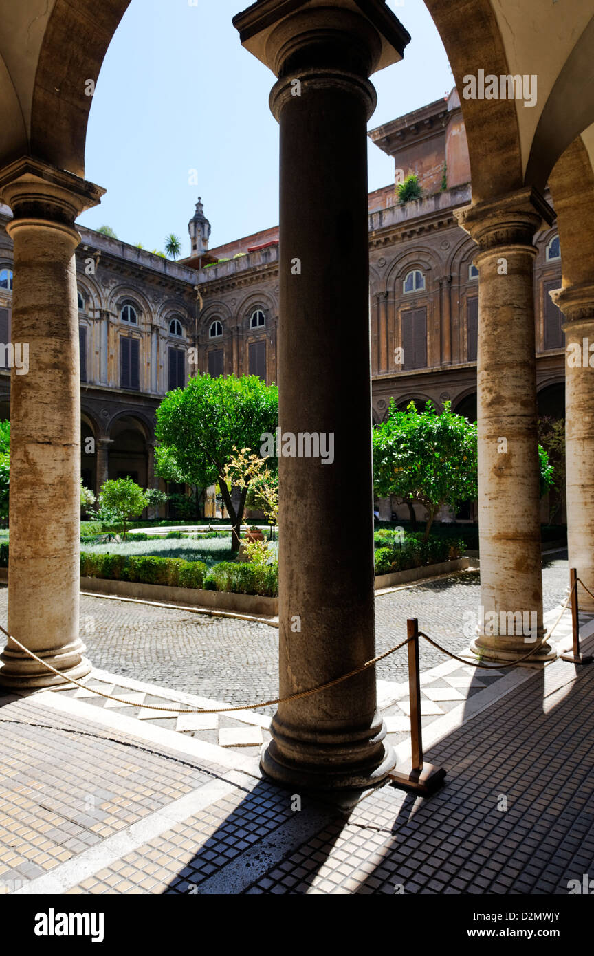 Rome. Italy. Internal courtyard with renaissance arches and portico of ...