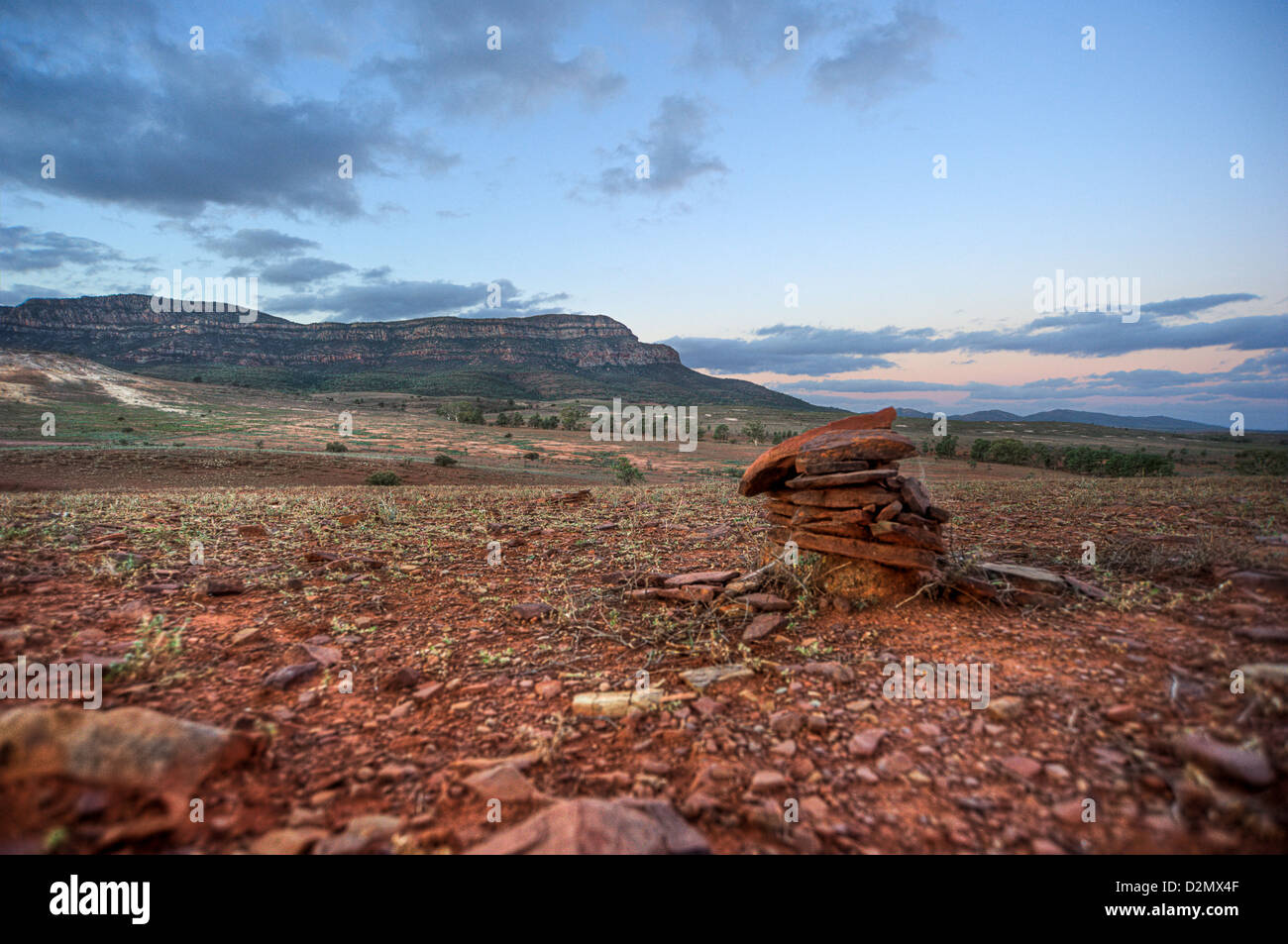 A small rocky cairn on the southern edge of Wilpena Pound in South ...