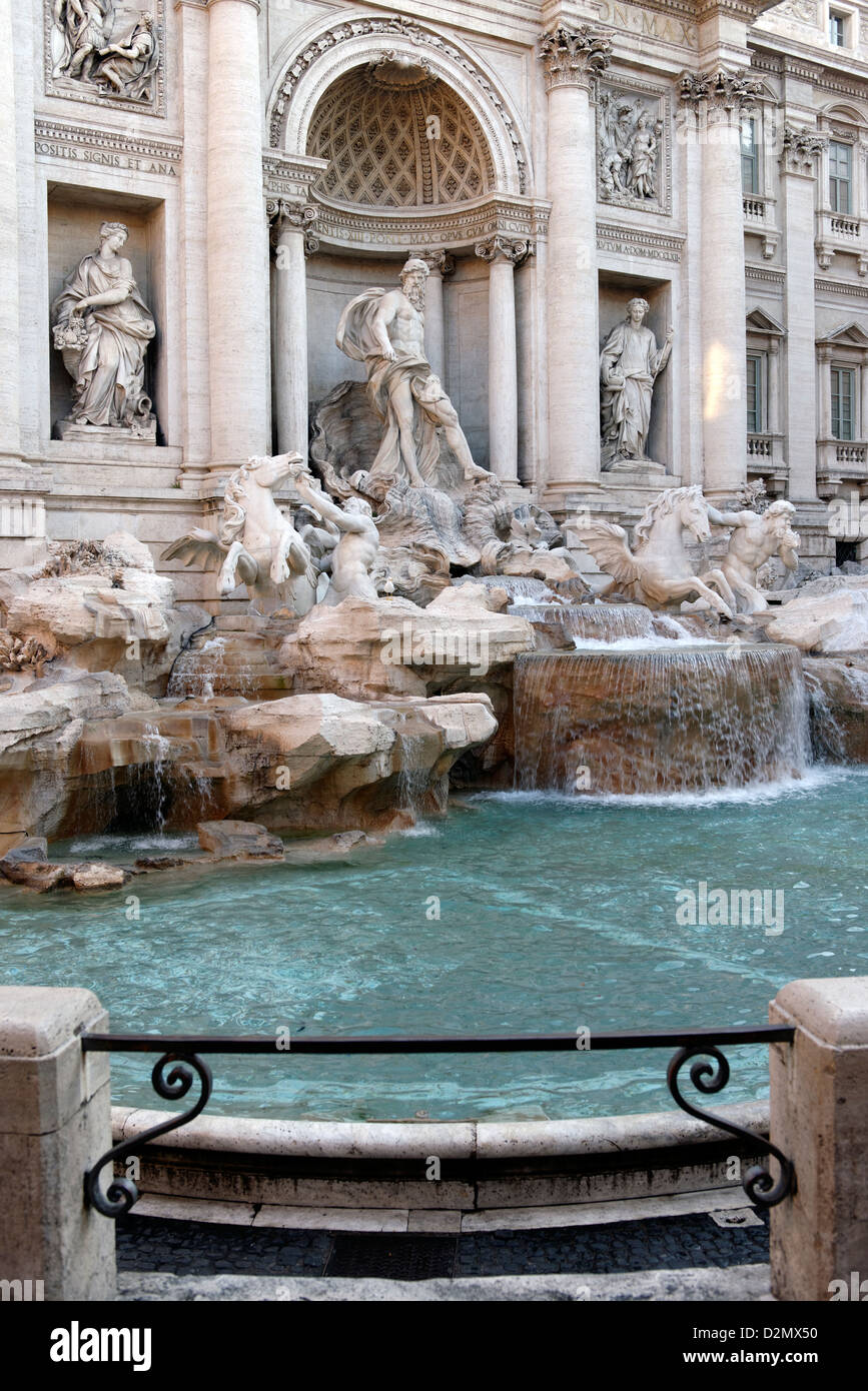 Rome. Italy. View of the Fontana di Trevi (Trevi Fountain) which is ...