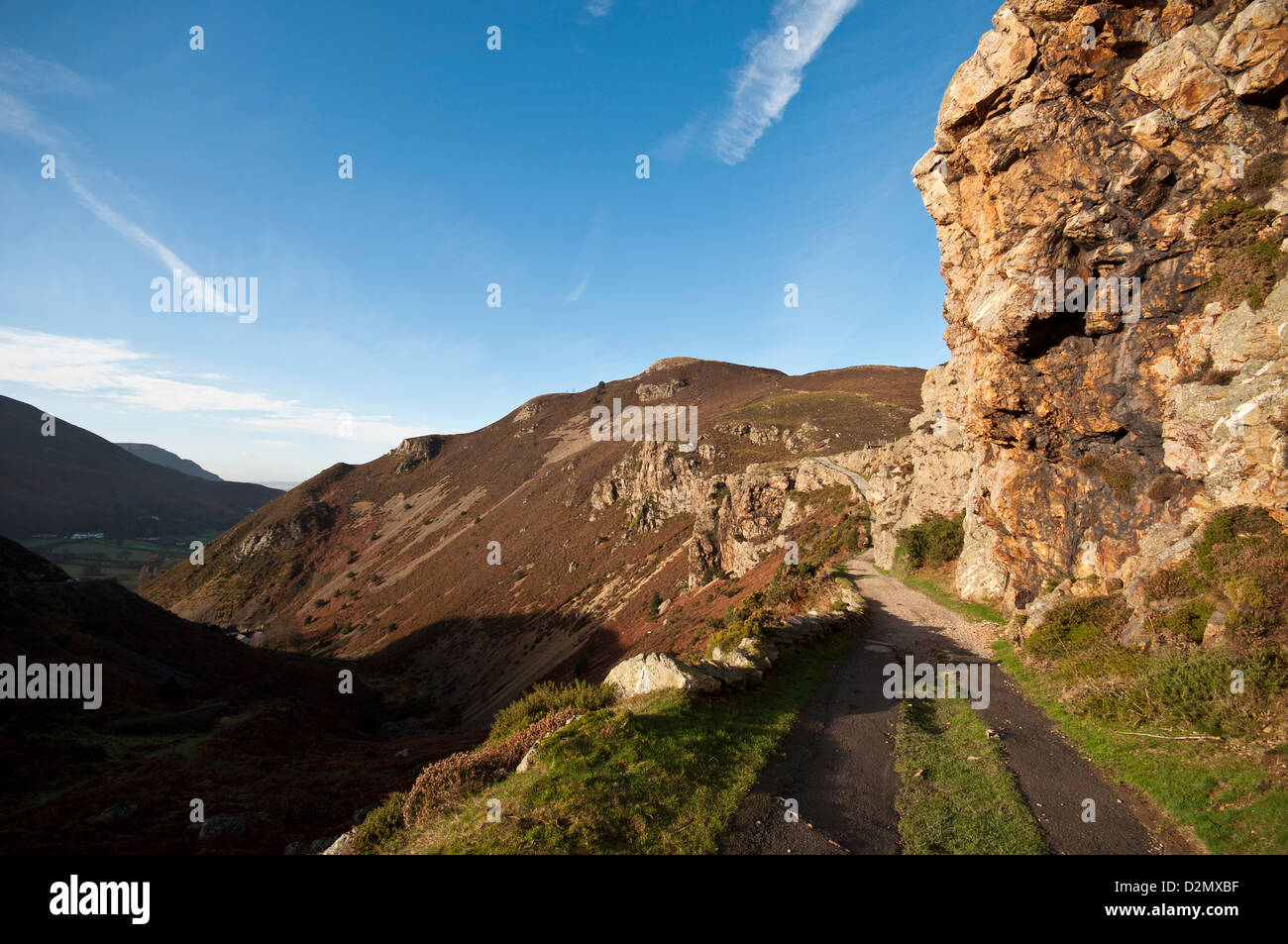 Footpath over looking Sychnant pass valley and Alltwen mountain on the ...
