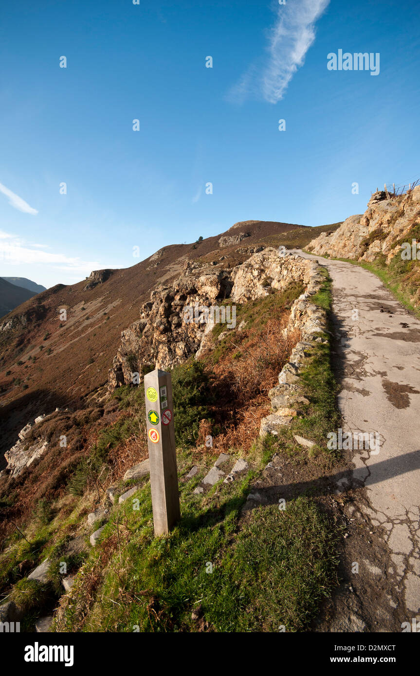 Footpath over looking Sychnant pass valley and Alltwen mountain on the ...