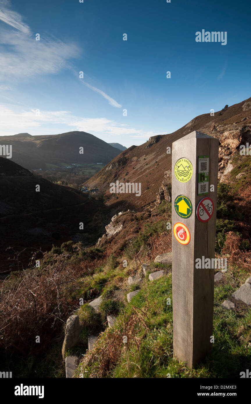 Footpath over looking Sychnant pass valley and Alltwen mountain on the ...