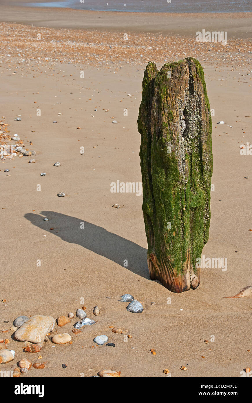 10 o'clock post. A post and shadow on the beach Stock Photo - Alamy