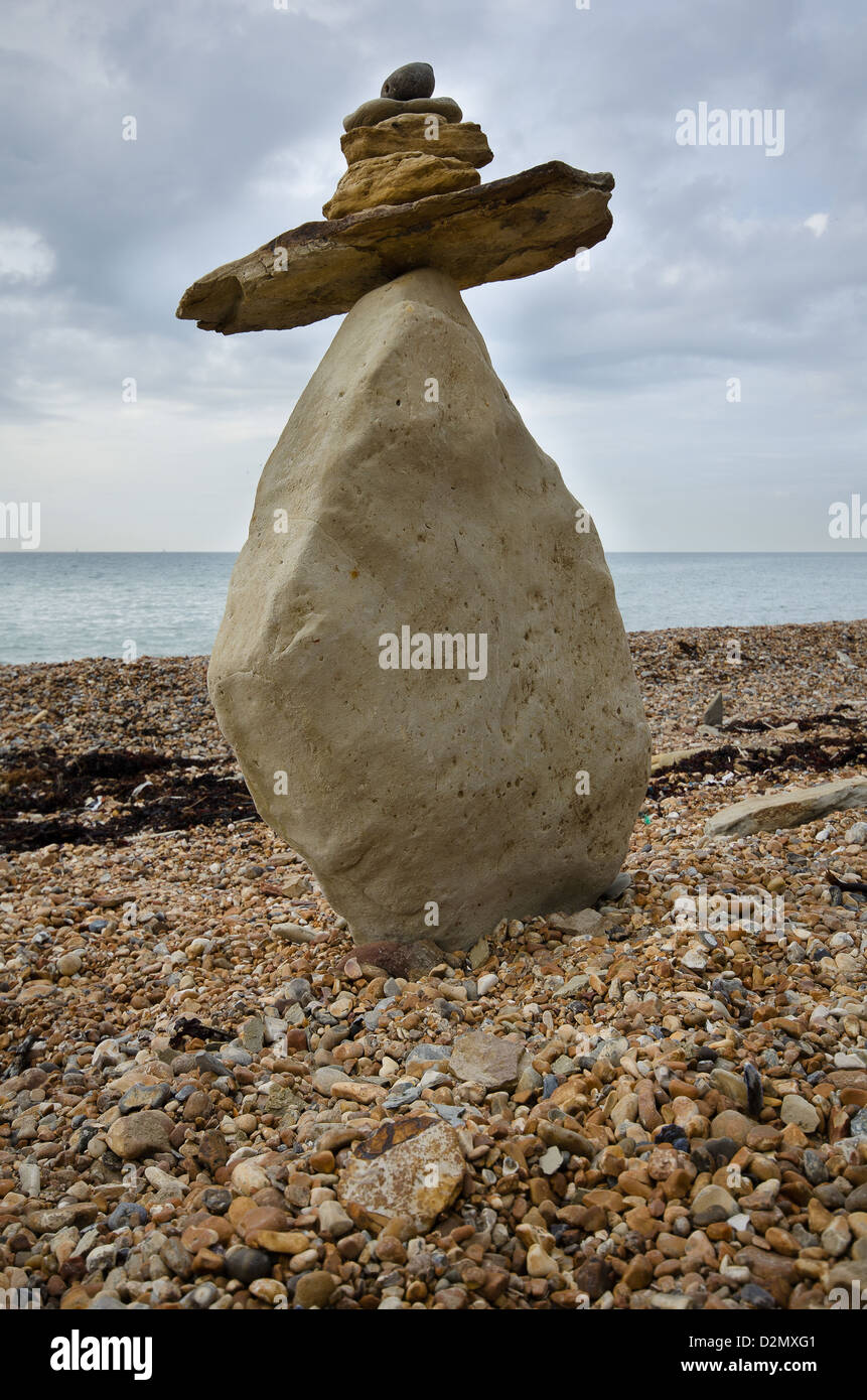 Balancing stones on a beach Stock Photo - Alamy