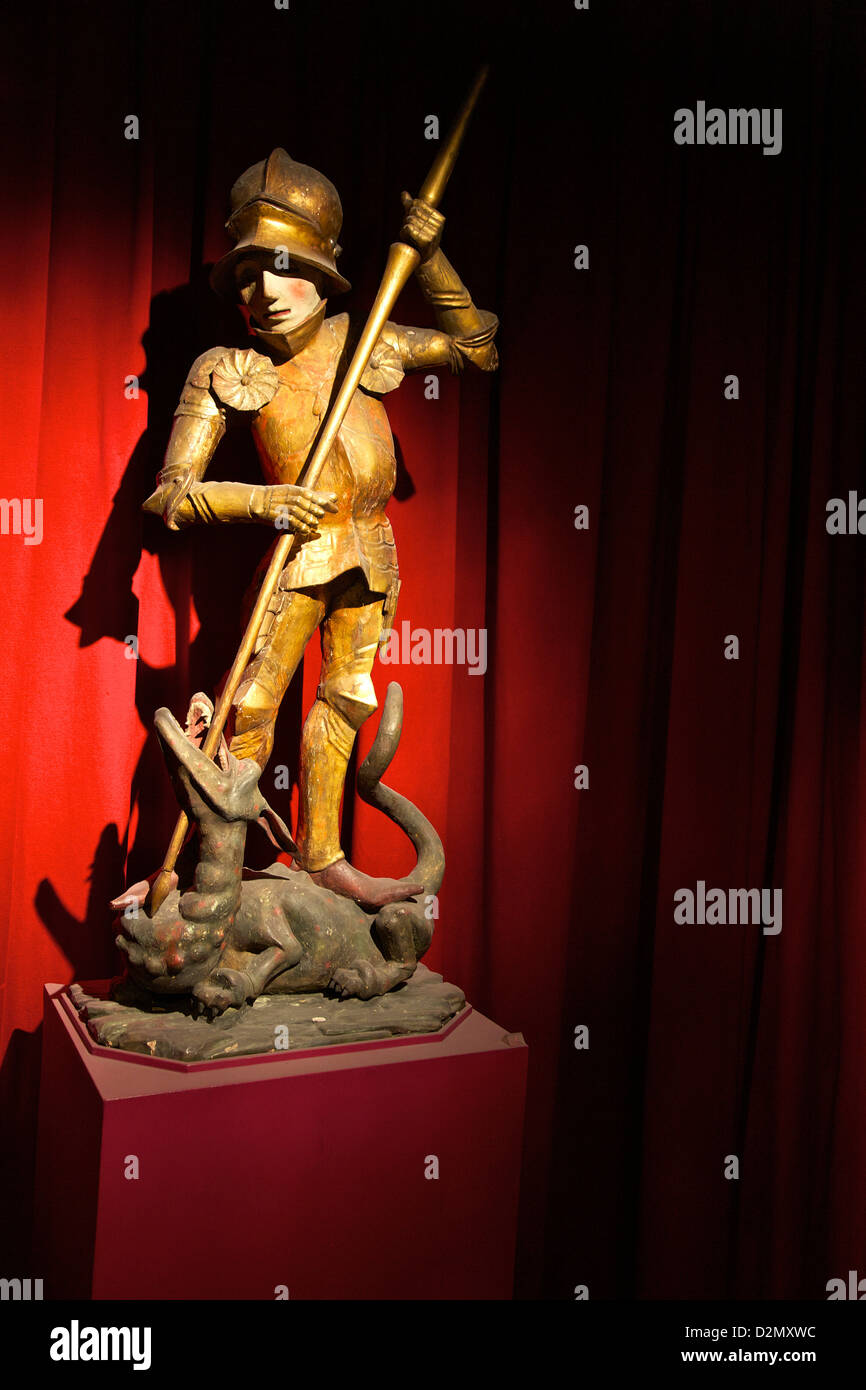 Painted and gilded wooden statue of St. George, South German, 15th ...