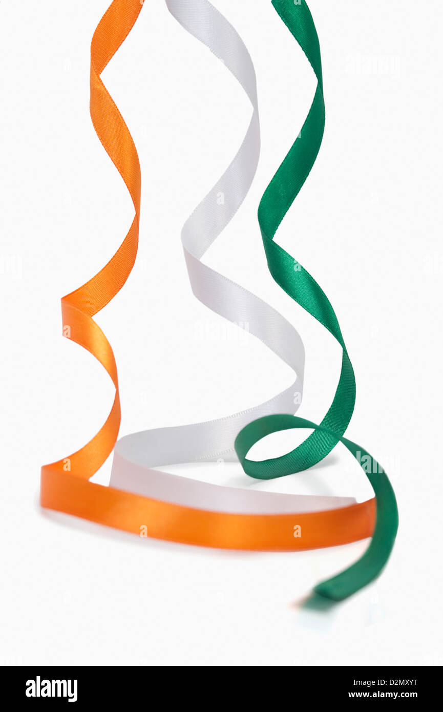 Ribbons representing Indian flag colors Stock Photo - Alamy