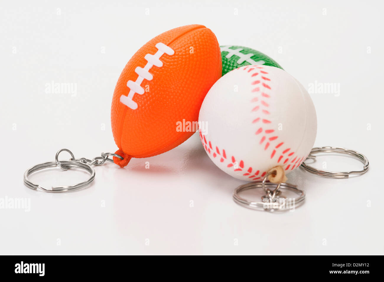Close-up of assorted balls shaped key rings Stock Photo - Alamy