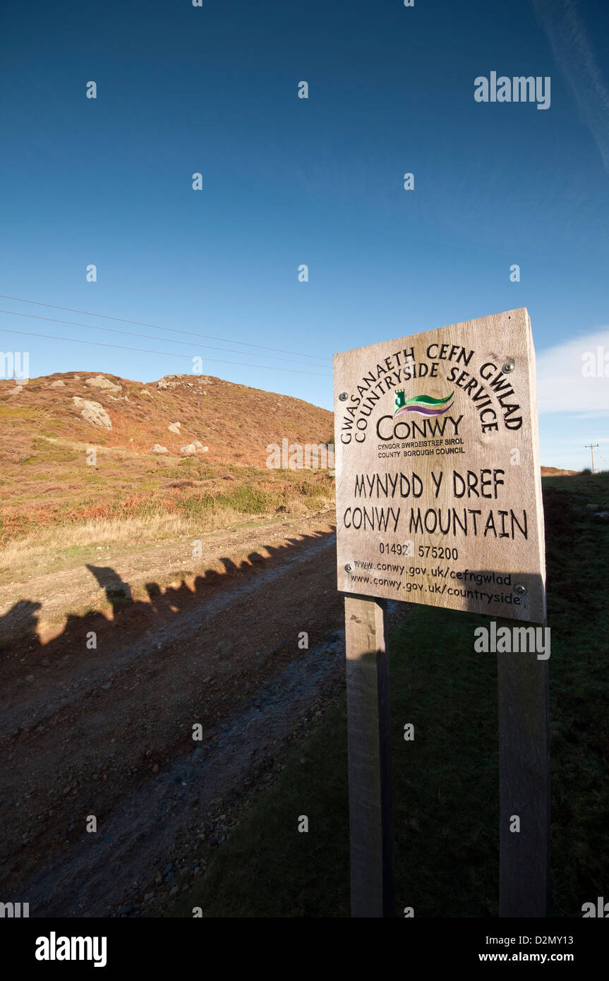 Conwy Mountain in North Wales Countryside service sign Stock Photo - Alamy
