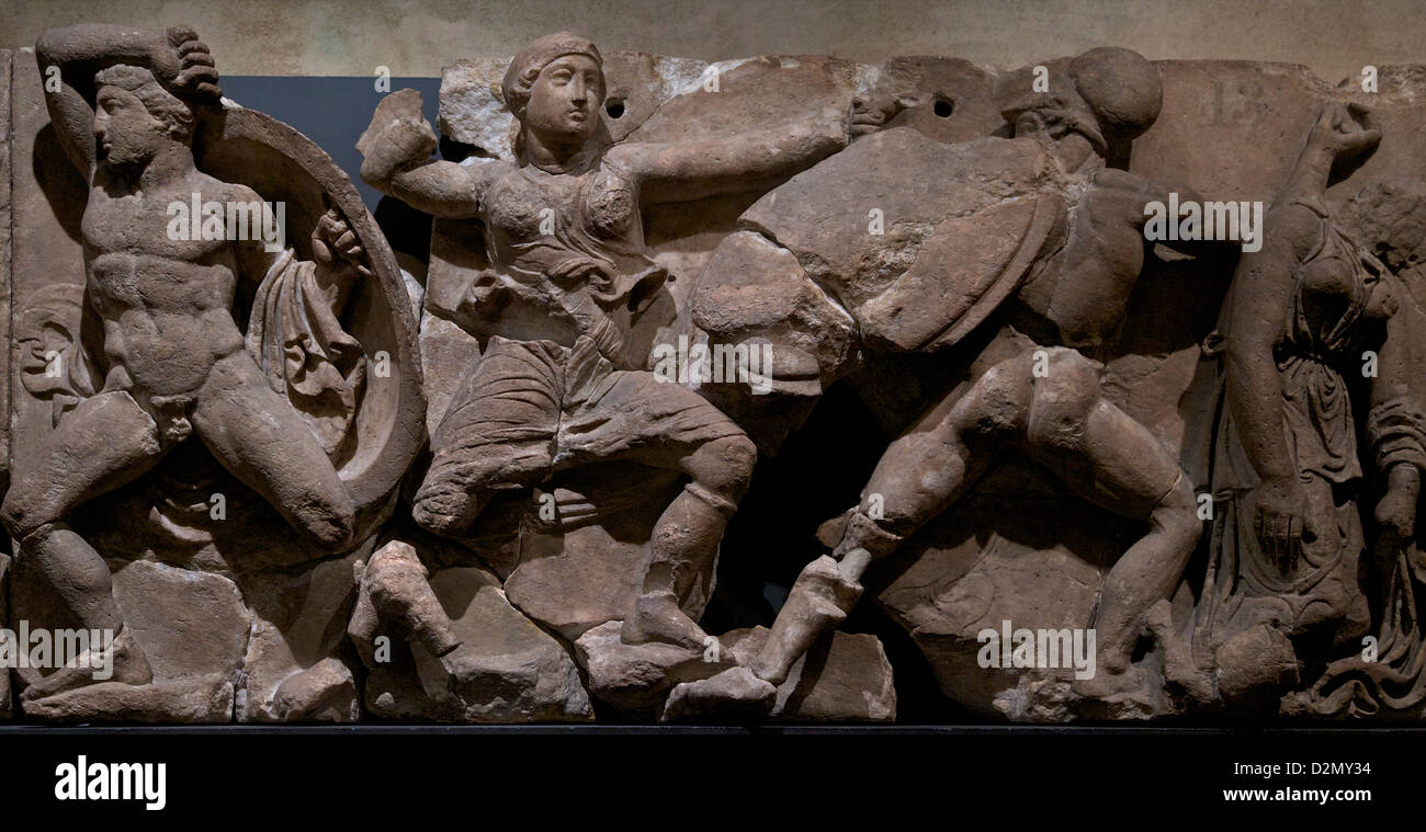 Greeks fight Amazons, Frieze from Temple of Apollo, Bassai, Greece, 400 ...