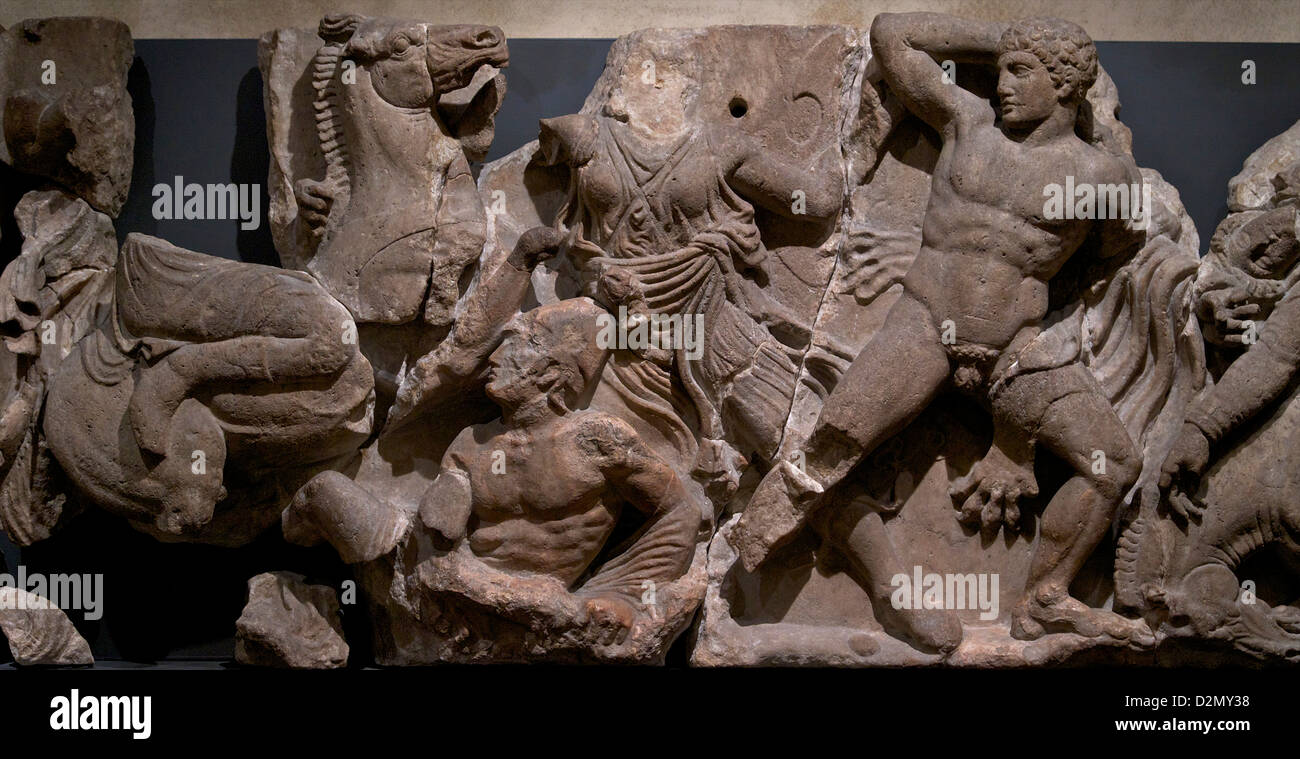 Greeks fight Amazons, Frieze from Temple of Apollo, Bassai, Greece, 400 ...