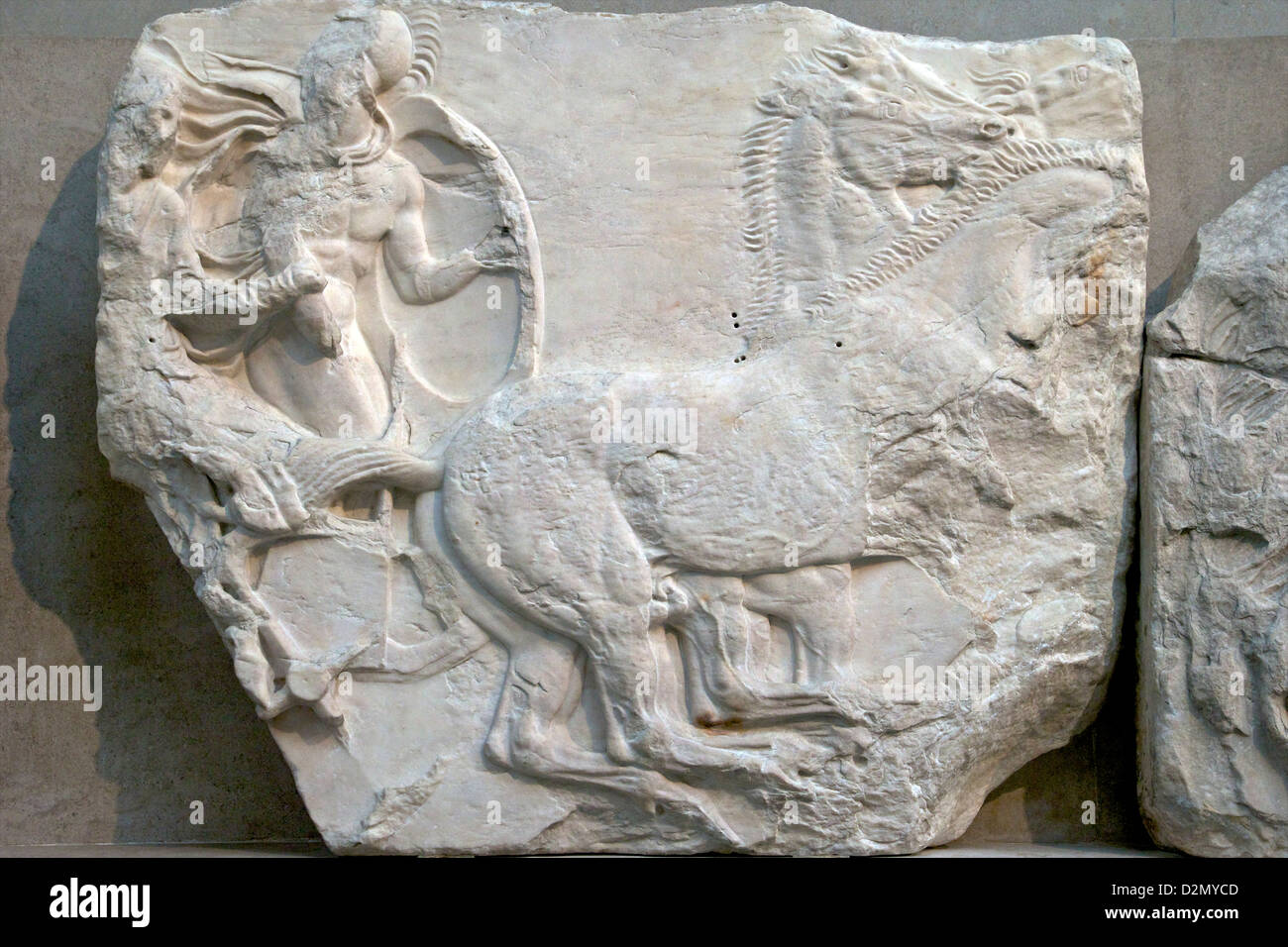 Soldier in chariot, Frieze, Parthenon, British Museum, London Stock ...