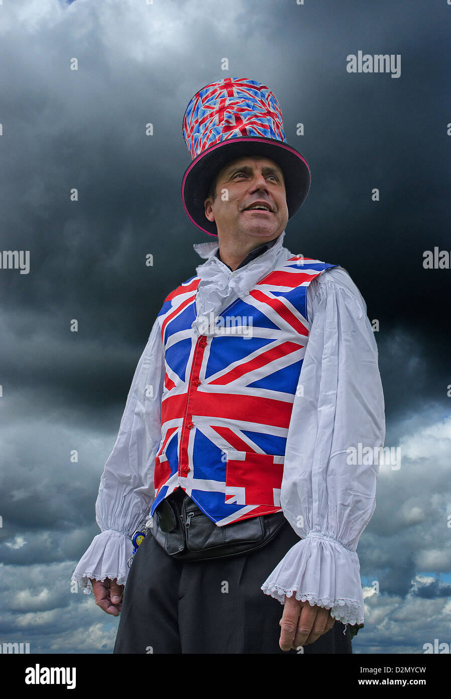 Man wearing a union jack outfit Stock Photo - Alamy