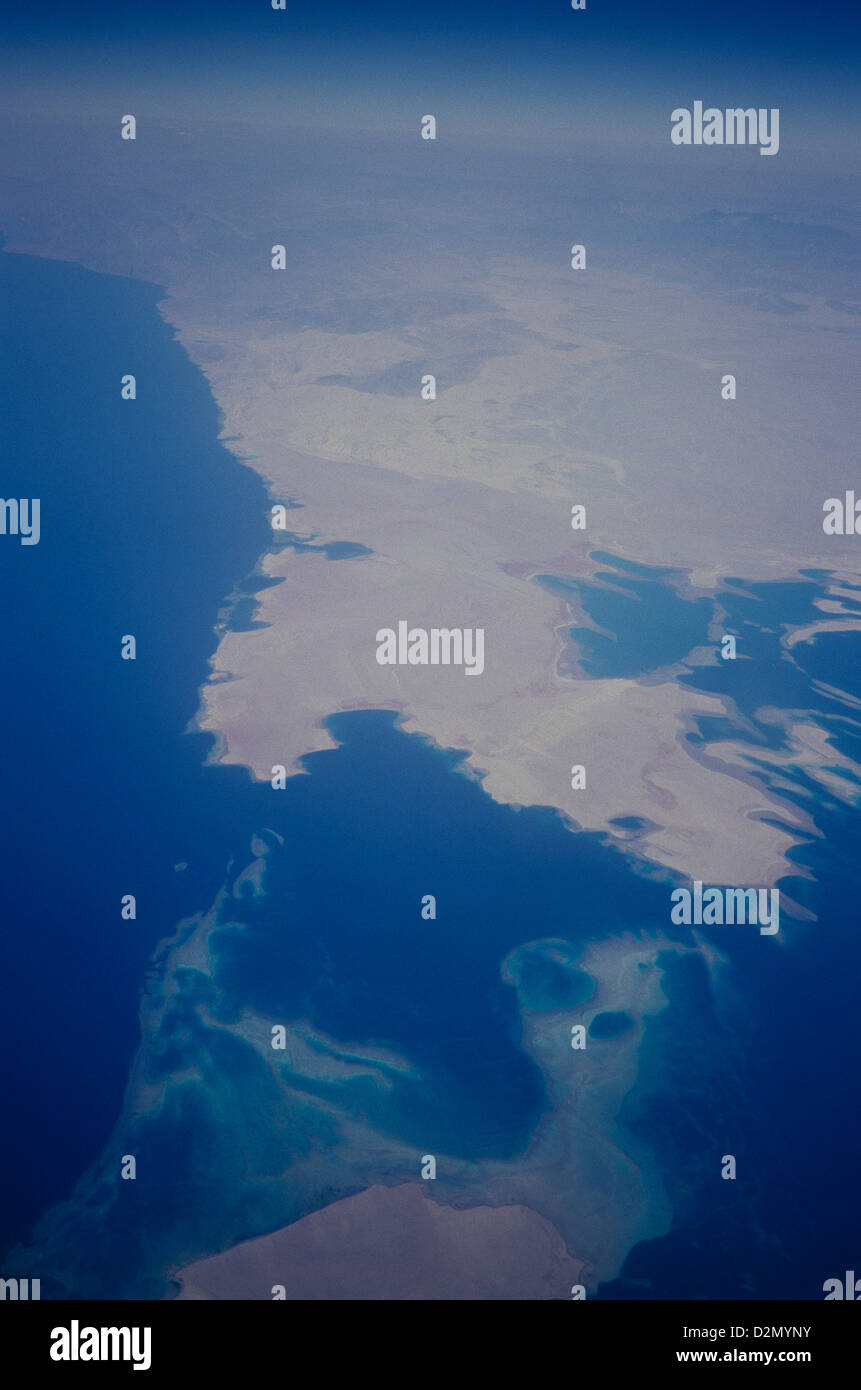 Aerial view of the Strait of Tiran lying between Egypt and Saudi Arabia ...