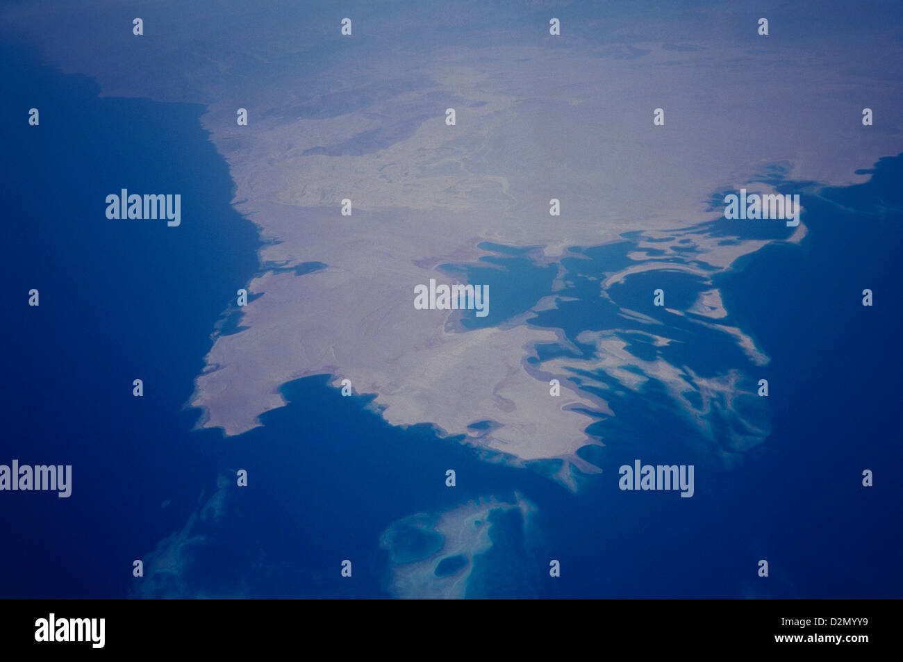 Aerial view of the Strait of Tiran lying between Egypt and Saudi Arabia ...