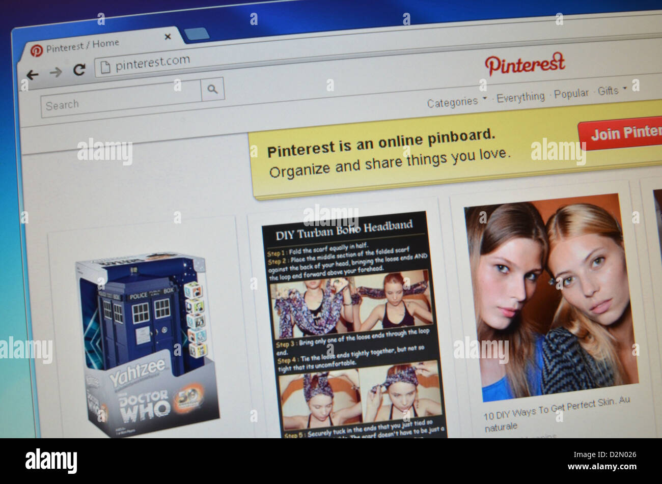 Pinterest.com website screenshot Stock Photo - Alamy