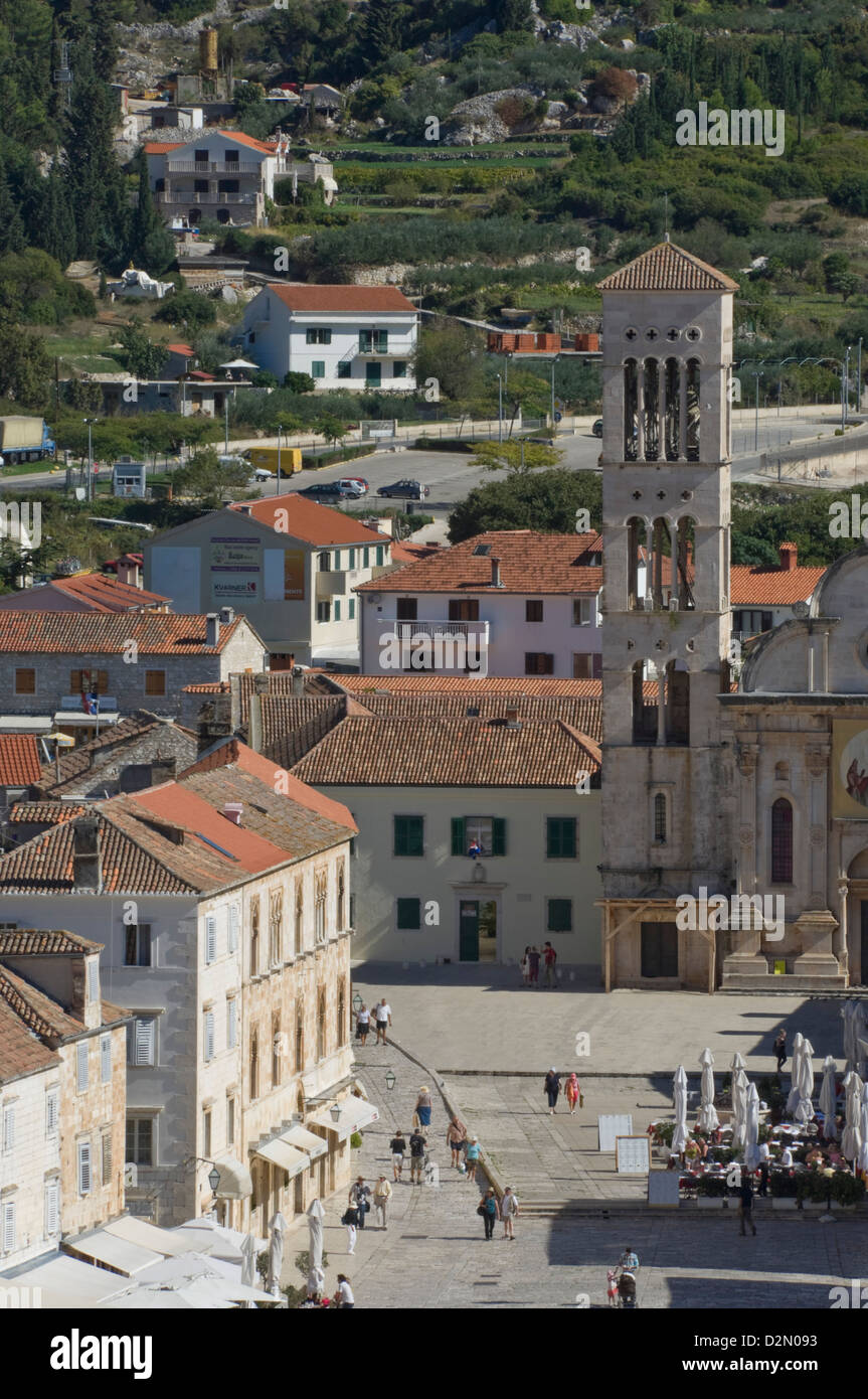 St. Stephens Cathedral, Medieval city of Hvar, island of Hvar, Dalmatia ...