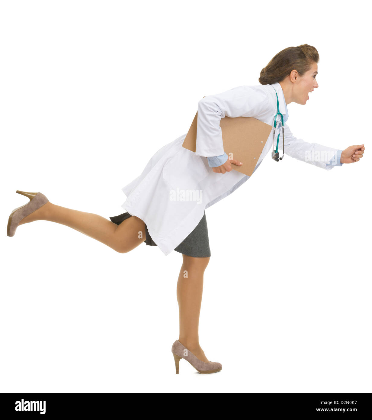 Full length portrait of running medical doctor woman Stock Photo - Alamy