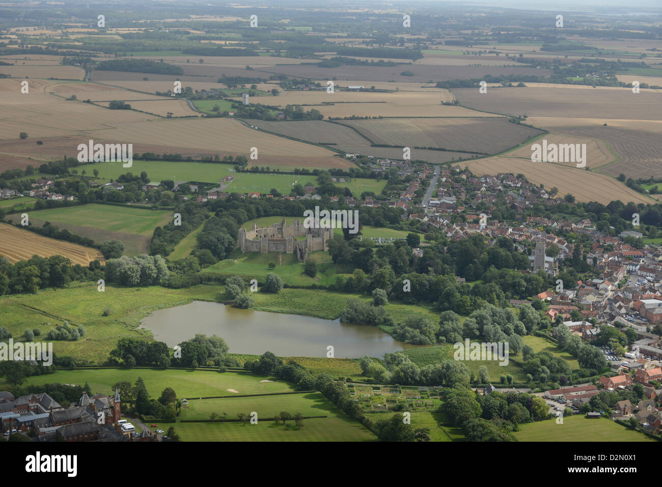 Aerial photograph of Framlingham town and castle with surrounding ...