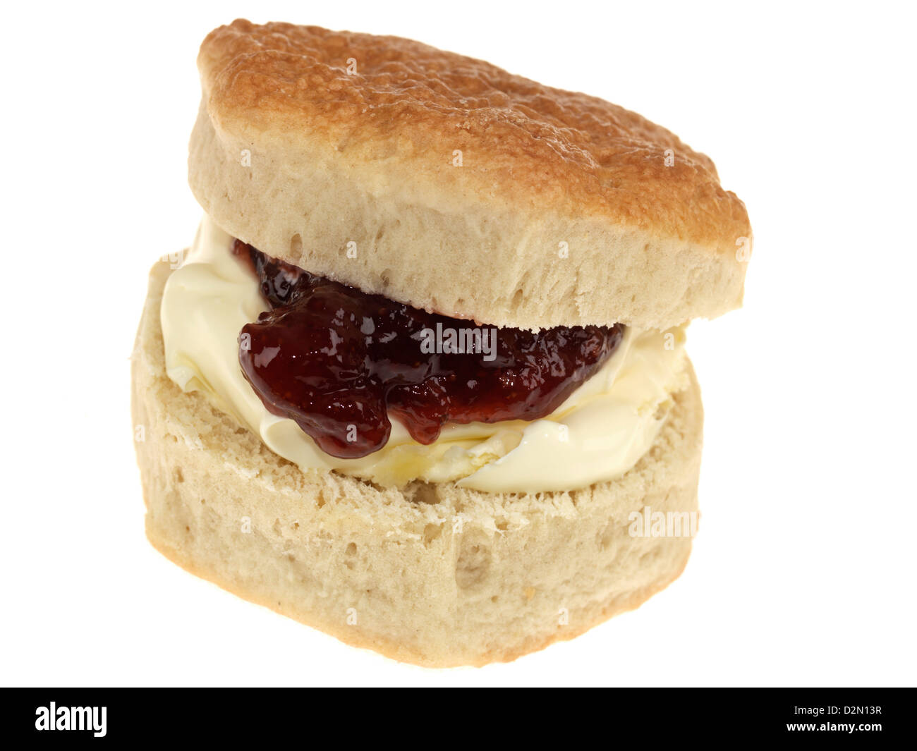 Freshly Baked Scones With Strawberry Jam and Clotted Cream Isolated ...