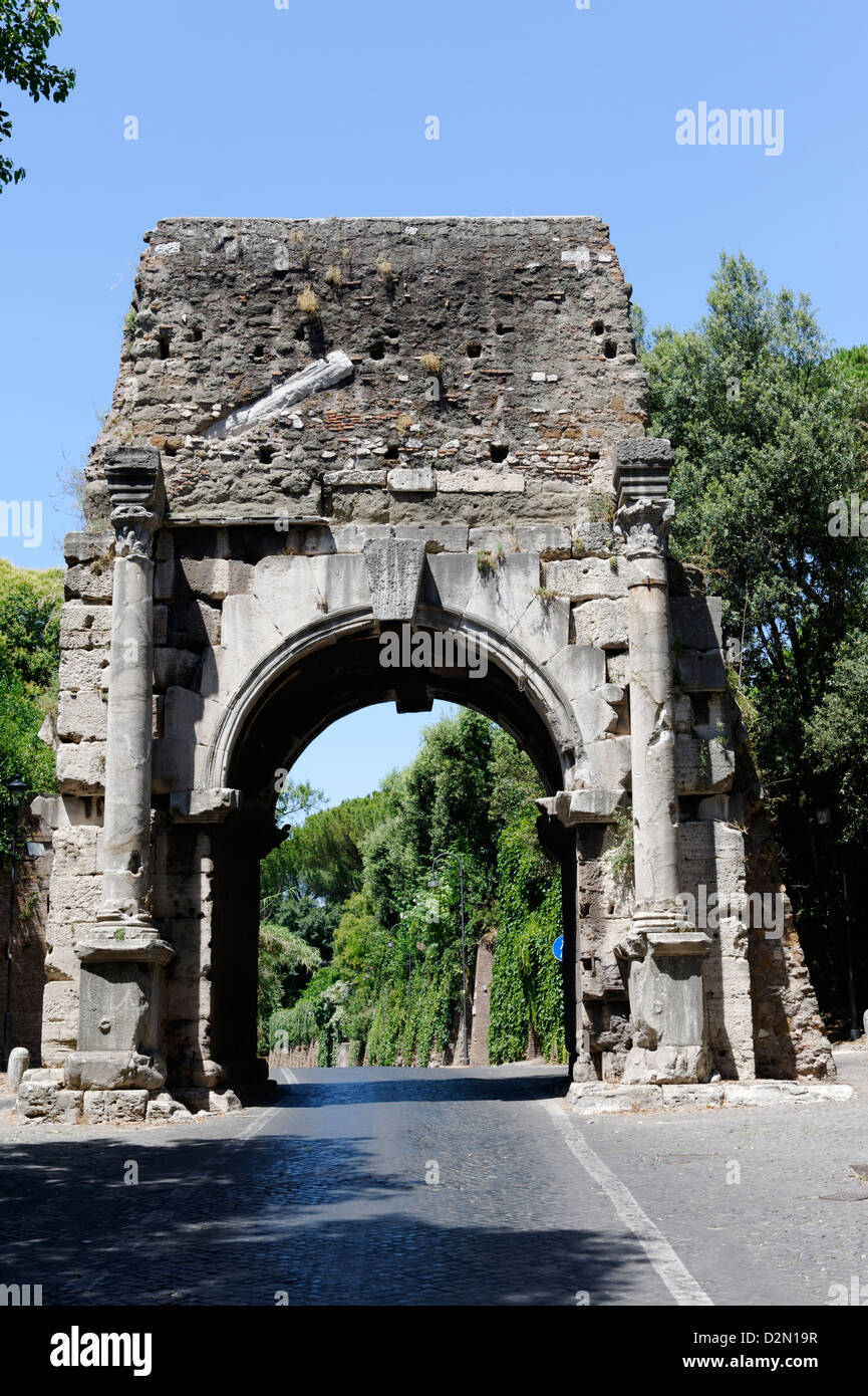 Italy. Image of the ancient Roman road The Appian Way (Via Appia Antica) in Southern Rome and a ...