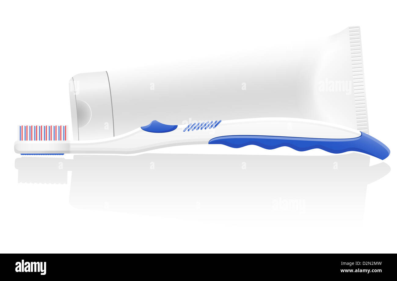 toothbrush and toothpaste illustration isolated on white background ...