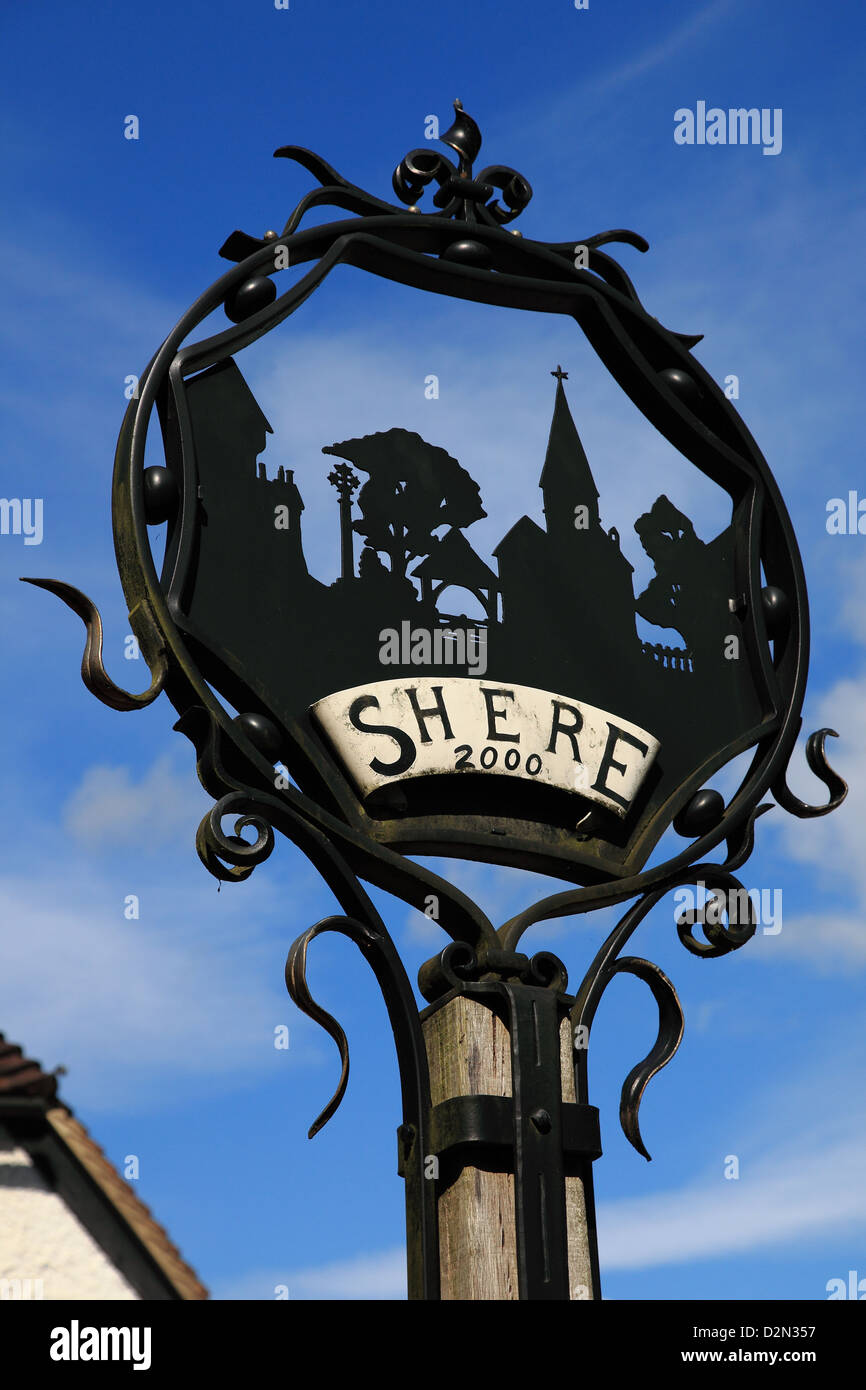 Shere village sign, coat of arms, Surrey, England Stock Photo - Alamy