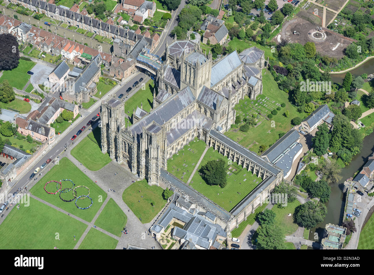 Aerial photograph of Wells Cathedral Stock Photo - Alamy