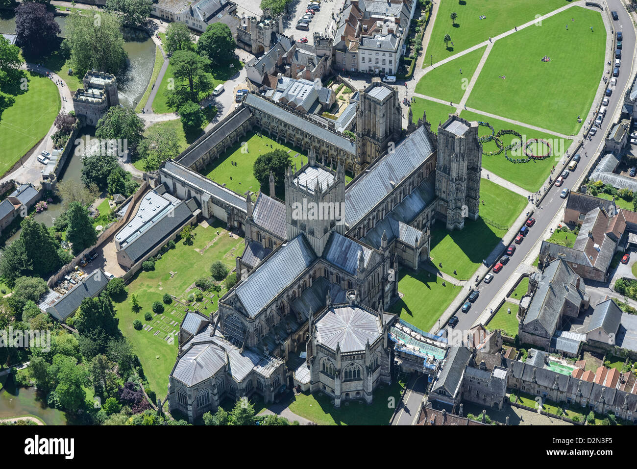 Aerial photograph of Wells Cathedral Stock Photo - Alamy