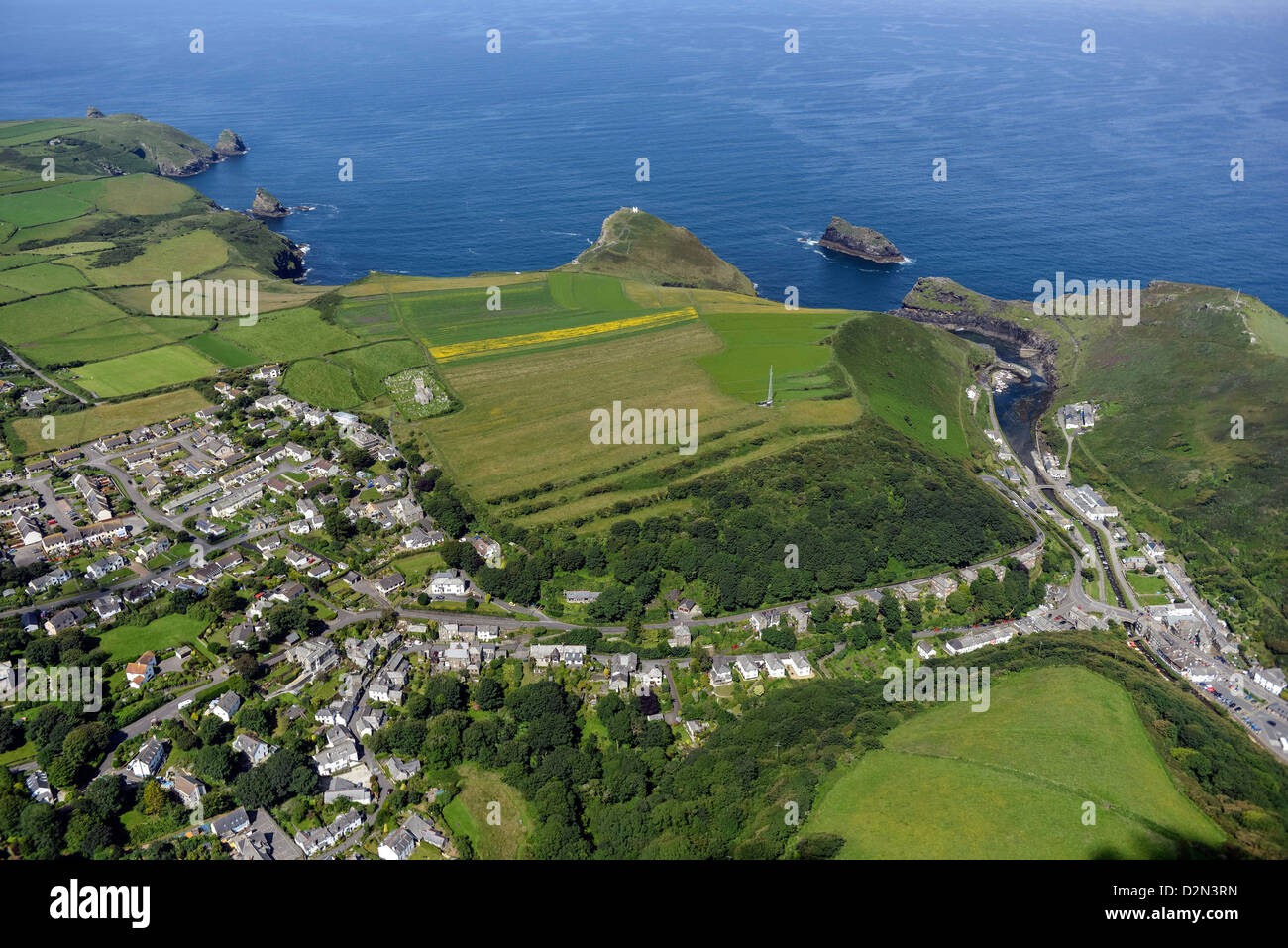 Aerial photograph of Butts Lane in Boscastle, Cornwall Stock Photo - Alamy