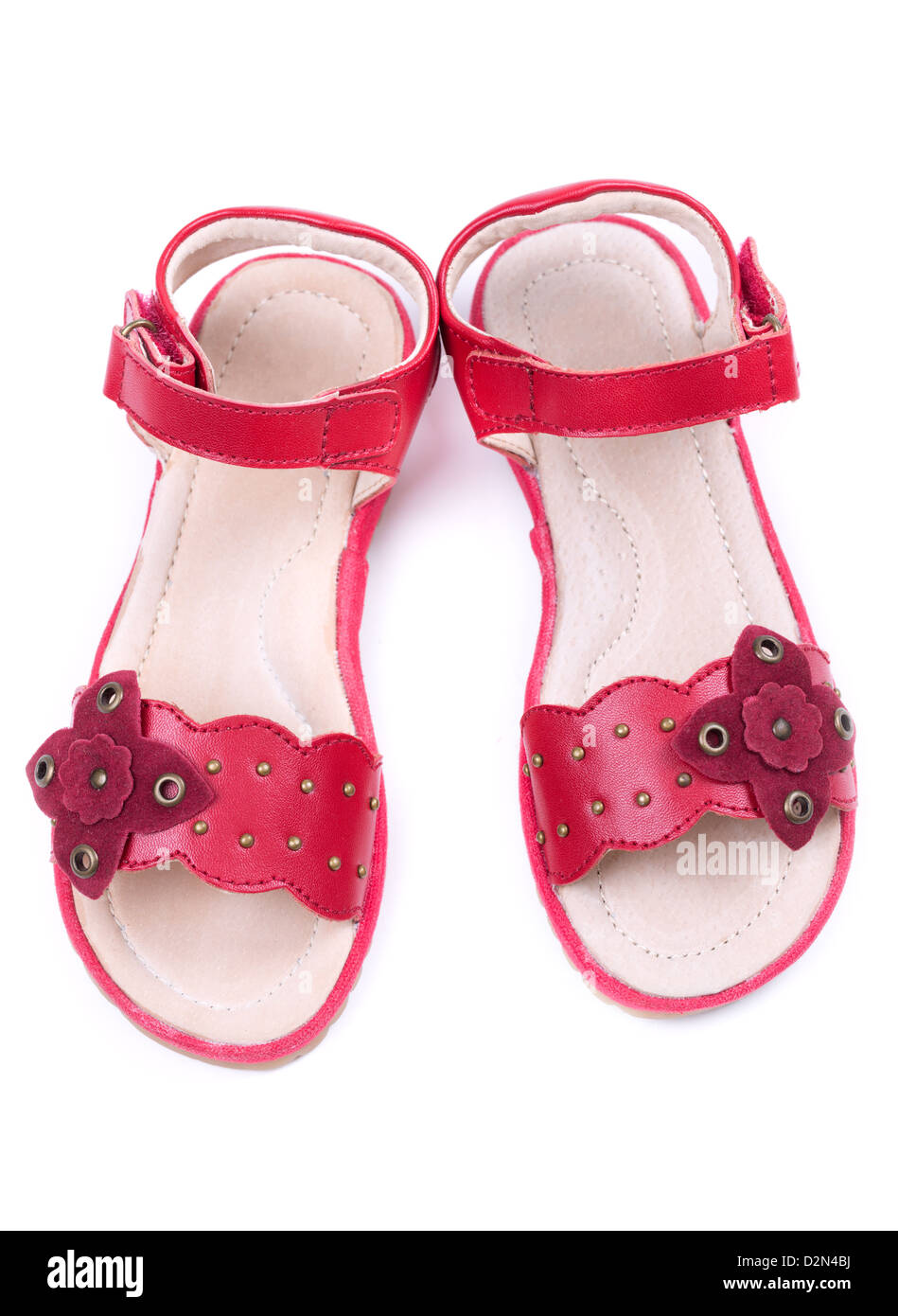 pair of a little girl's red shoes. Isolate on white Stock Photo - Alamy