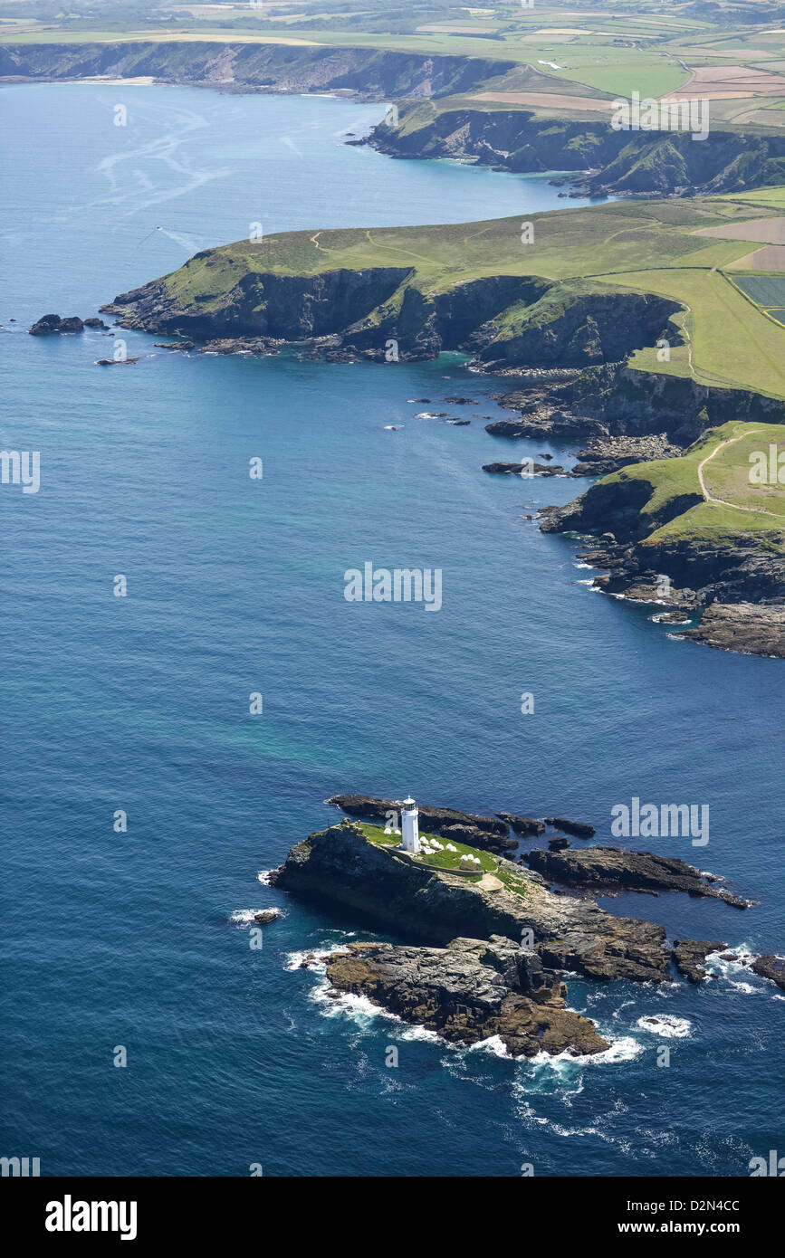 Aerial photograph of Godrevy Point and Godrevy Island lighthouse Stock ...