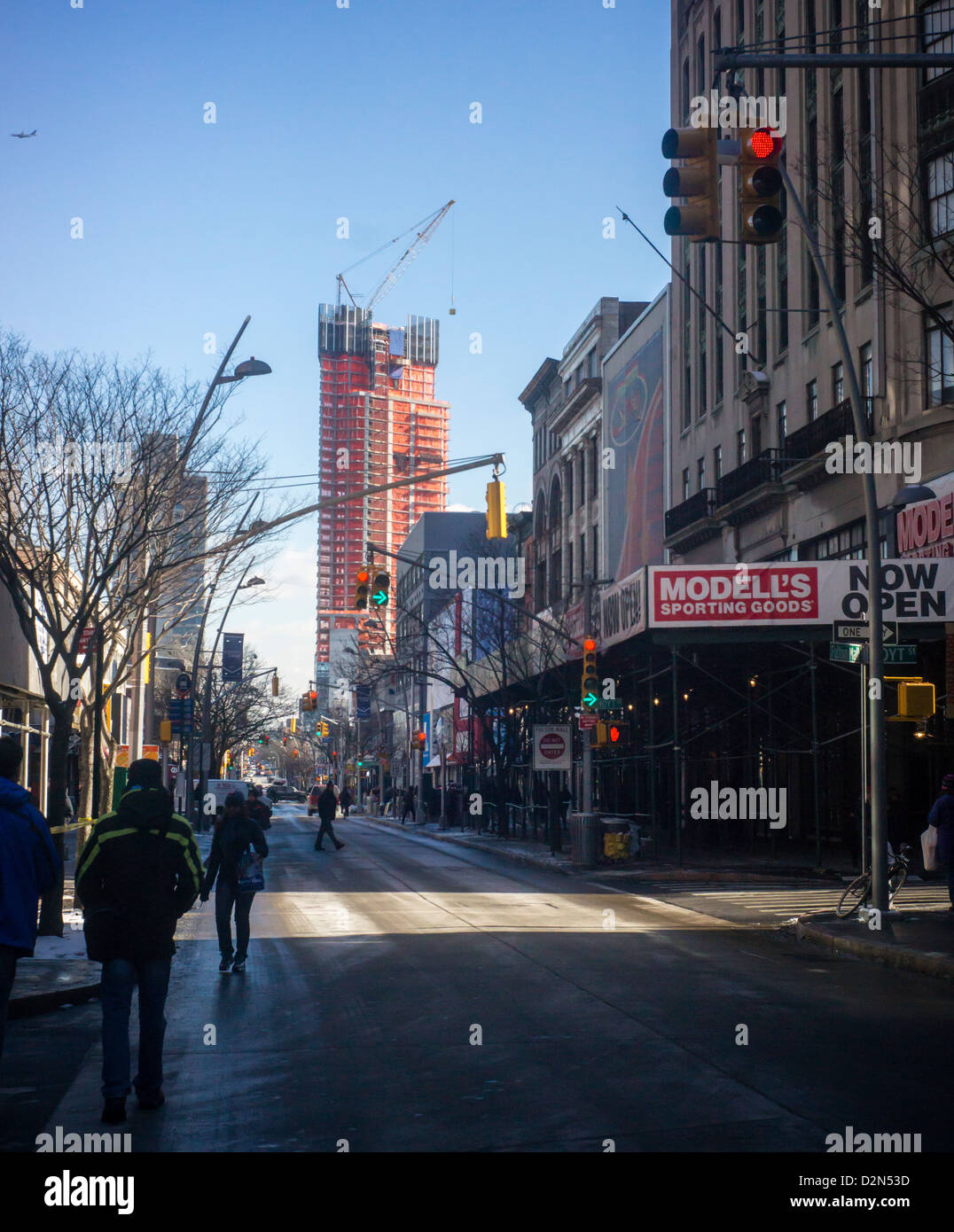 High-rise construction is seen on Fulton Street in Downtown Brooklyn in ...
