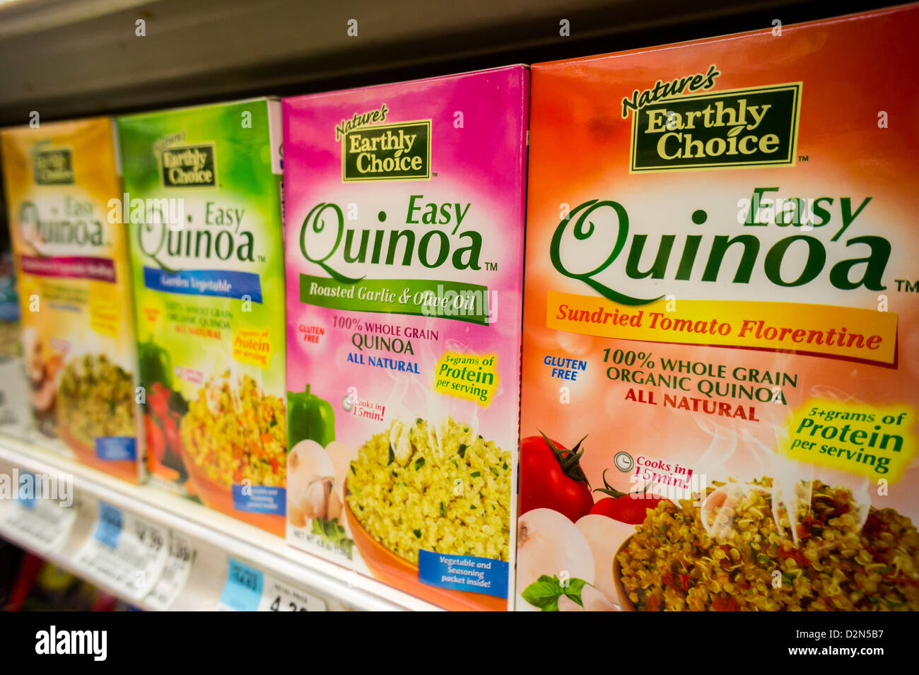 Packages of quinoa are seen on supermarket shelves in New York Stock ...