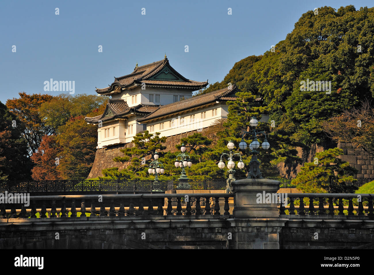 Part of the Japanese Imperial Palace, seen from Hibiya Park, Tokyo ...
