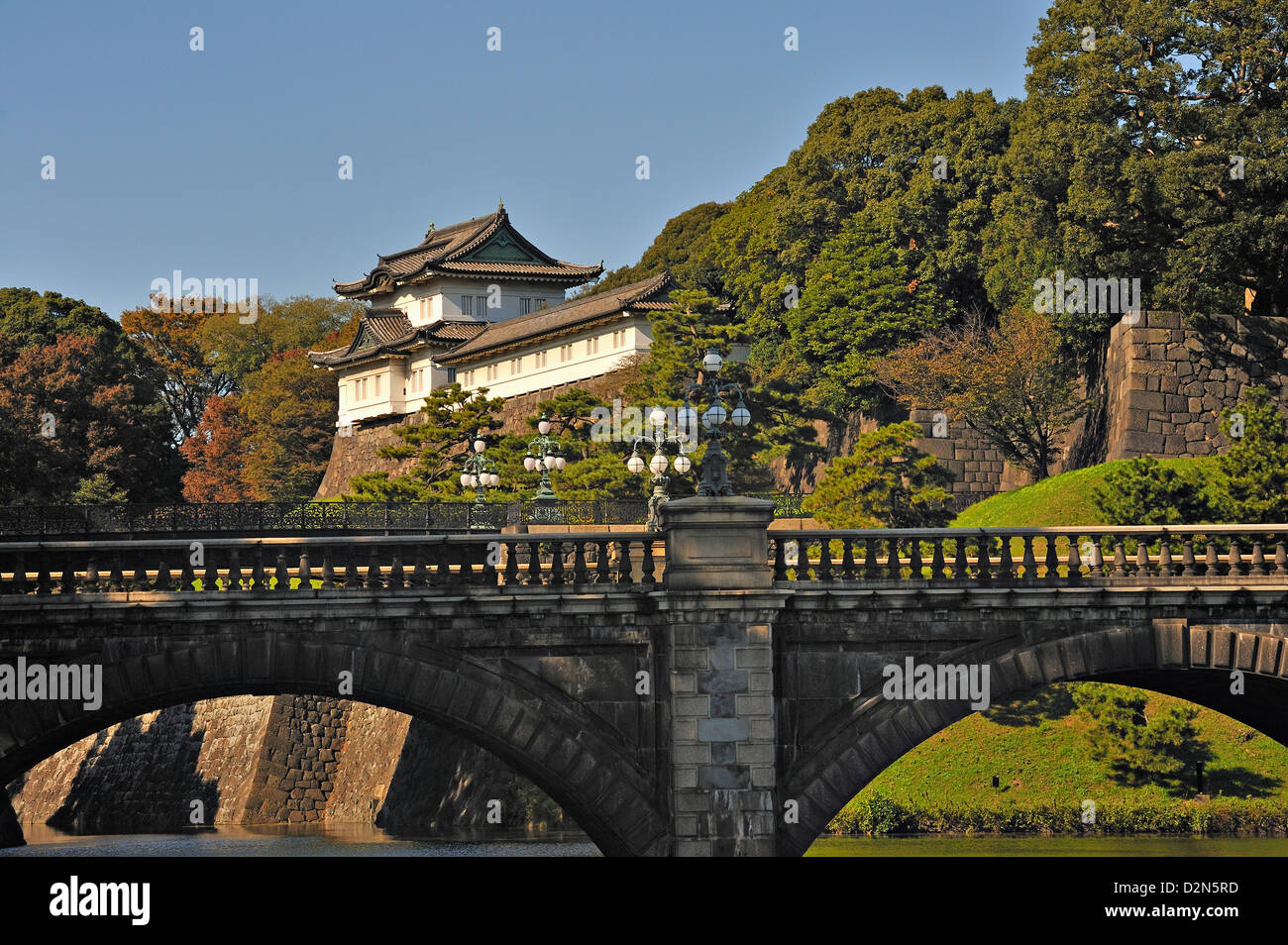 Part of the Japanese Imperial Palace, seen from Hibiya Park, Tokyo ...