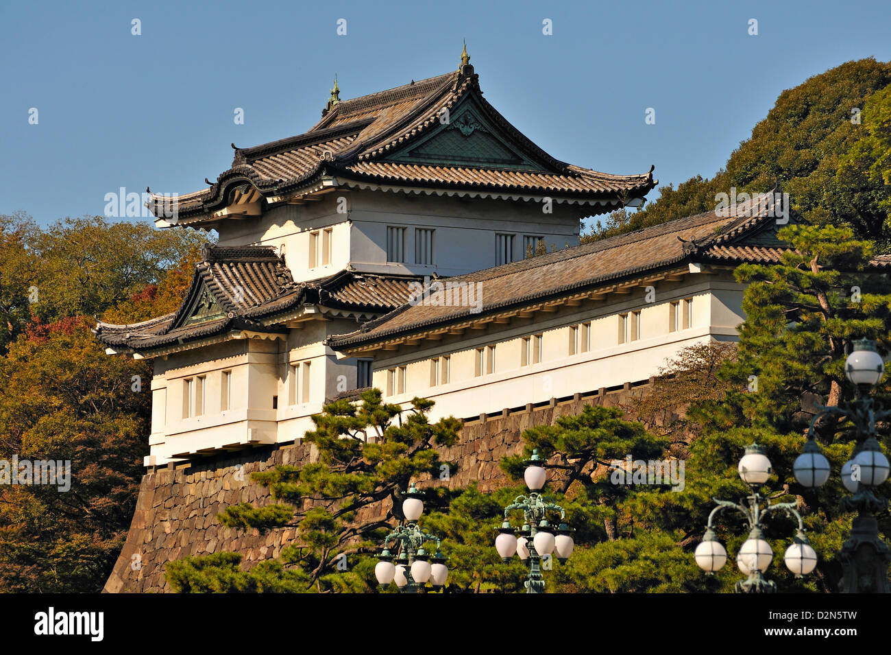 Part of the Japanese Imperial Palace, seen from Hibiya Park, Tokyo ...