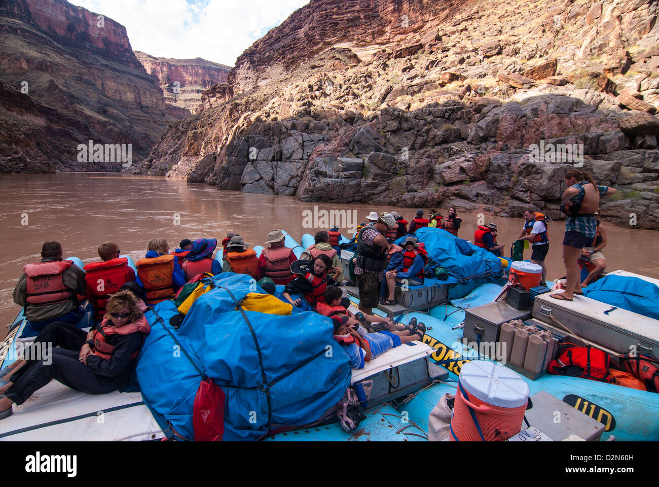 Rafting down the Colorado River, Grand Canyon, Arizona, United States ...