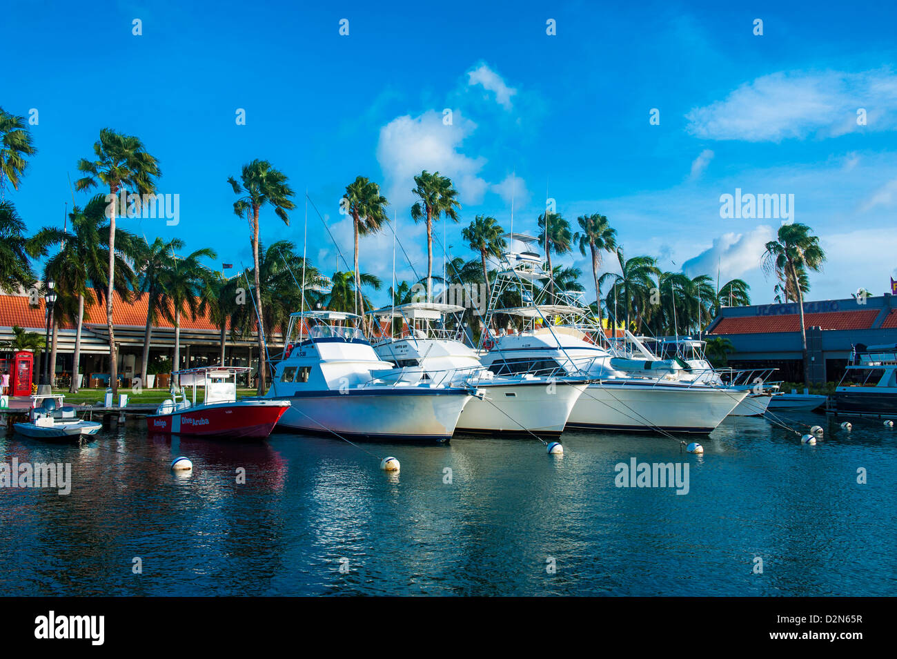 Yacht harbour in downtown Oranjestad, capital of Aruba, ABC Islands ...