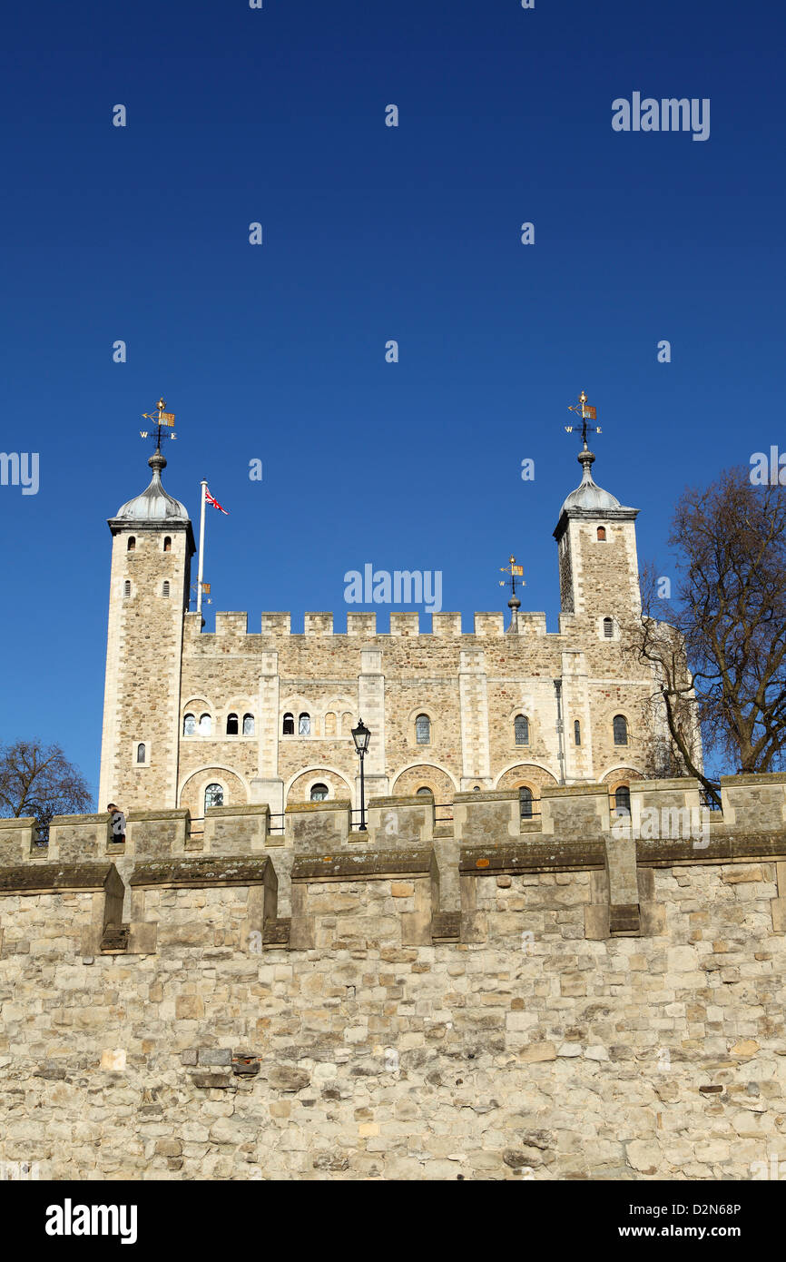 The White Tower at the Tower of London, one of the royal castles in ...